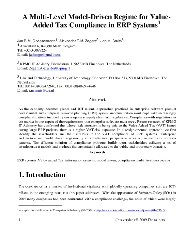 PDF A Multi Level Model Driven Regime For Value Added Tax Compliance pdf-a-multi-level-model-driven-regime-for-value-added-tax-compliance