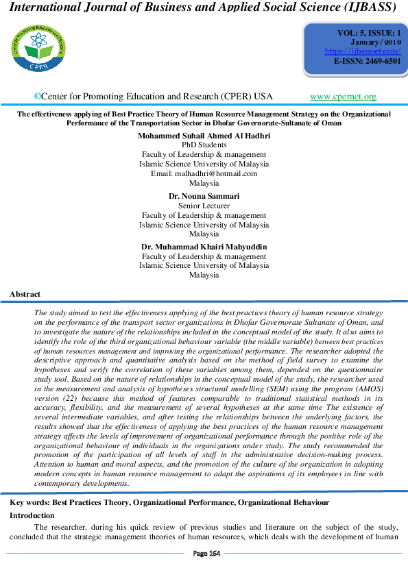 (PDF) The effectiveness applying of Best Practice Theory of Human ...