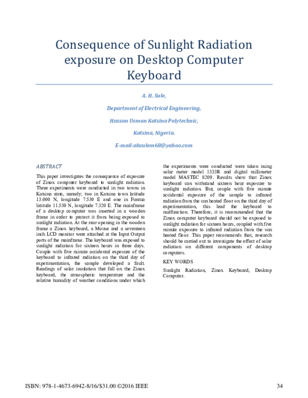 (PDF) Consequence of Sunlight Radiation exposure on Desktop Computer ...