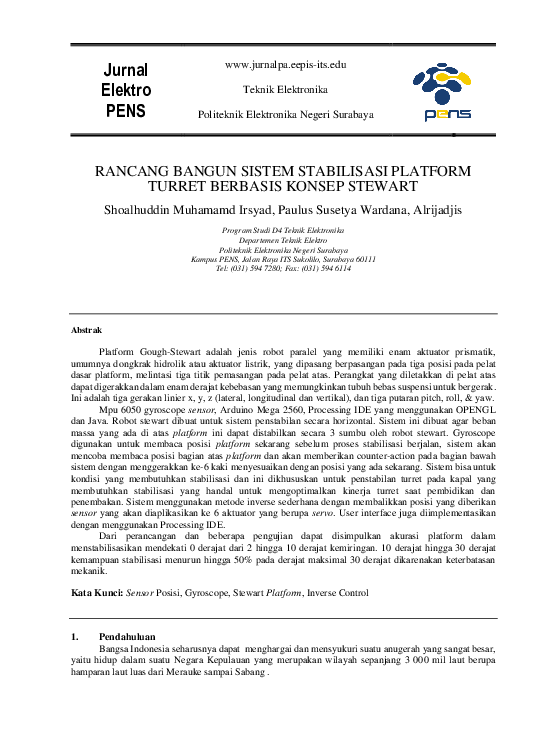 (PDF) Six Legged Stabilized Stewart Platform with Inverse Control and ...