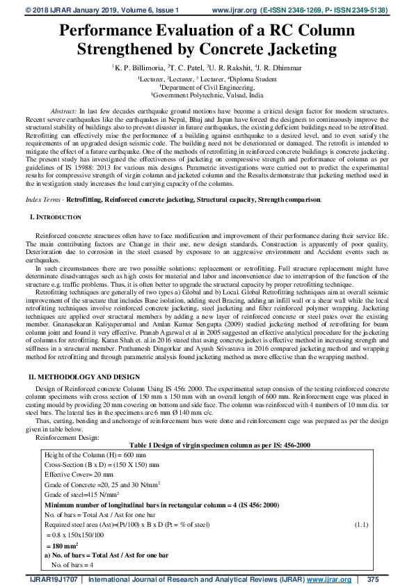 (PDF) Performance Evaluation of a RC Column Strengthened by Concrete ...
