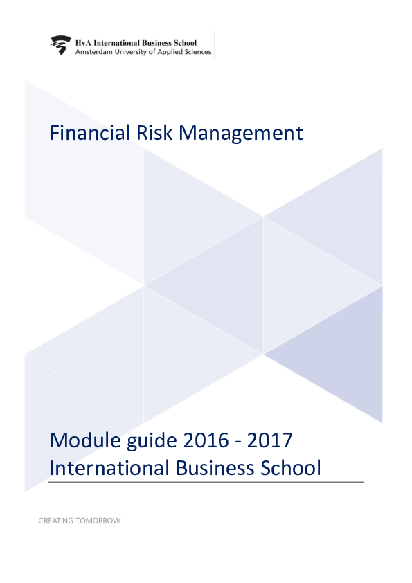 (PDF) Financial risk management
