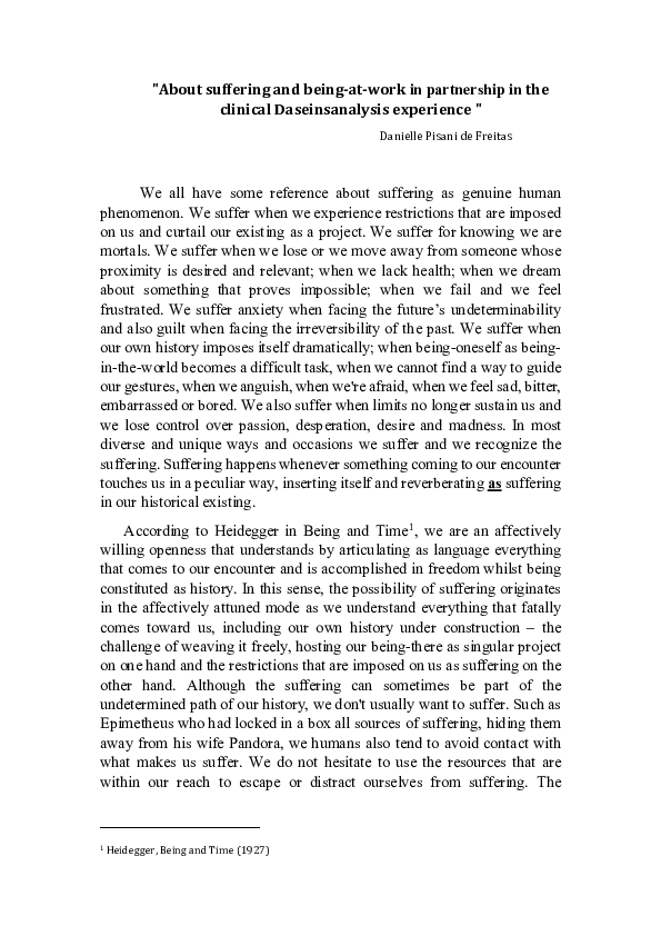 (PDF) Suffering and being-at-work in parternship in the clinical ...