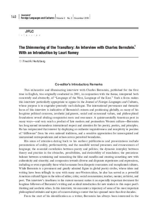 (PDF) The Shimmering of the Transitory: An Interview with Charles ...