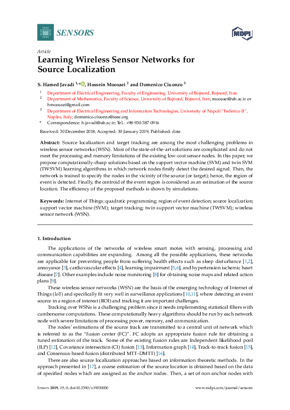 (PDF) Learning Wireless Sensor Networks for Source Localization