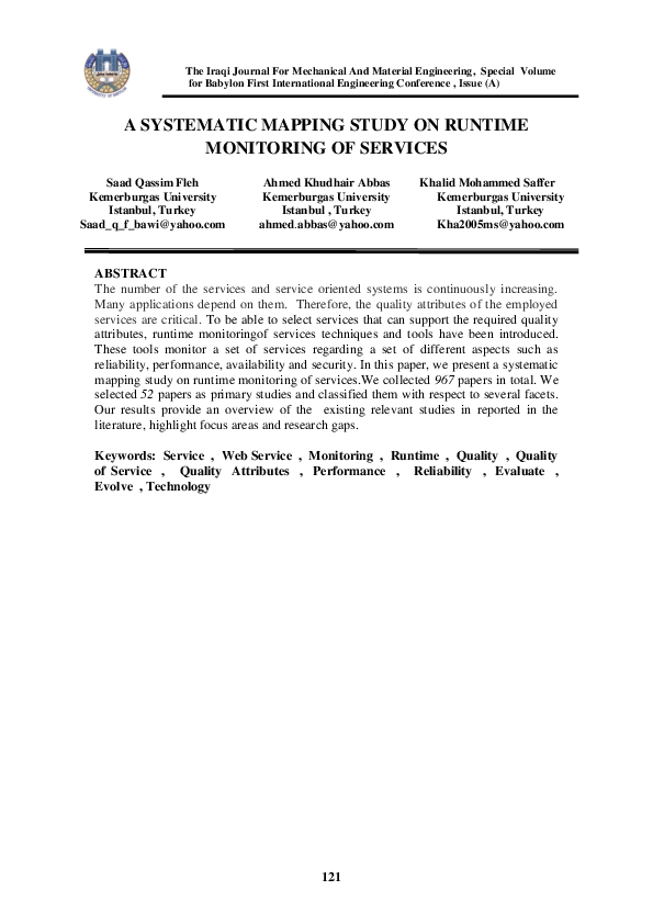 (PDF) Systematic Mapping of Runtime Monitoring for Service Quality