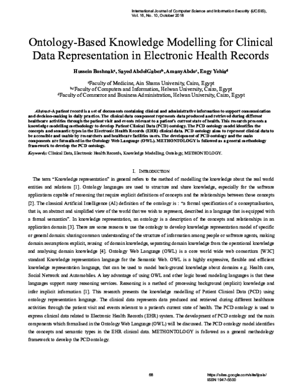 (PDF) Ontology-Based Knowledge Modelling for Clinical Data Representation in Electronic Health ...