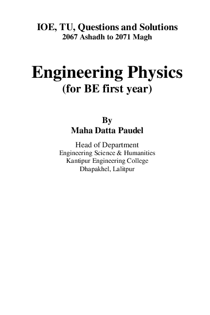 Pdf Physics Solution