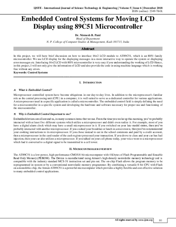 (PDF) Embedded Control Systems for Moving LCD Display using 89C51 ...