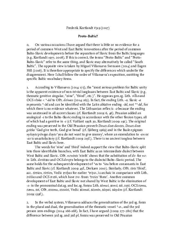 (PDF) Proto-Baltic?