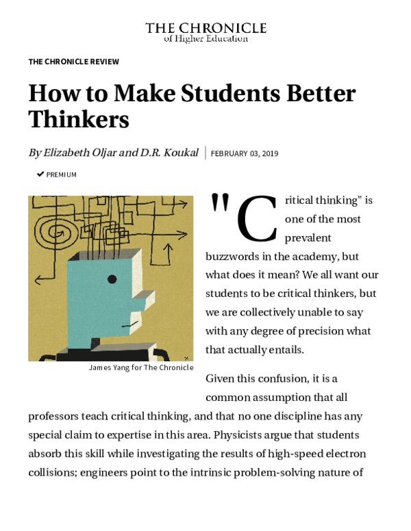 (PDF) How to Make Students Better Thinkers