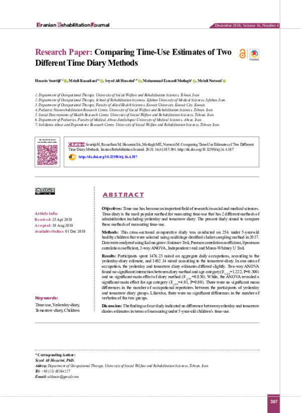 (PDF) Research Paper: Comparing Time-Use Estimates of Two Different ...