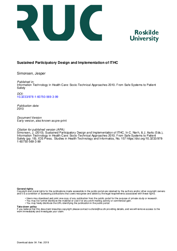 (PDF) Sustained Participatory Design and Implementation of ITHC