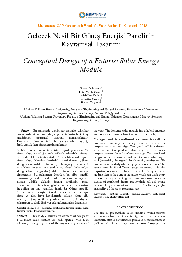 (PDF) Conceptual Design of a Futurist Solar Energy Module
