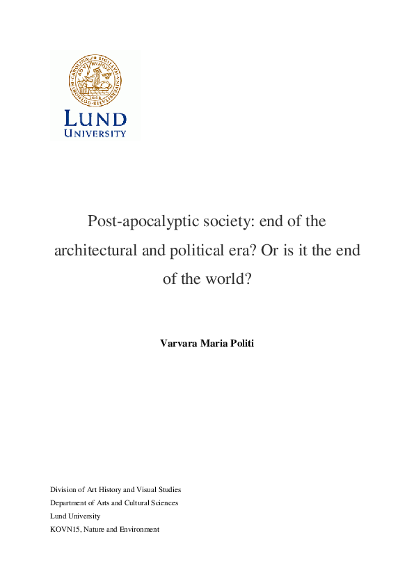 (PDF) Post-apocalyptic society: end of the architectural and political ...