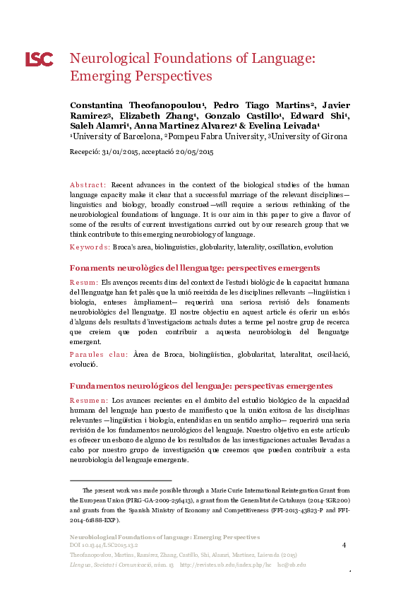 (PDF) Neurological Foundations of Language: Emerging Perspectives