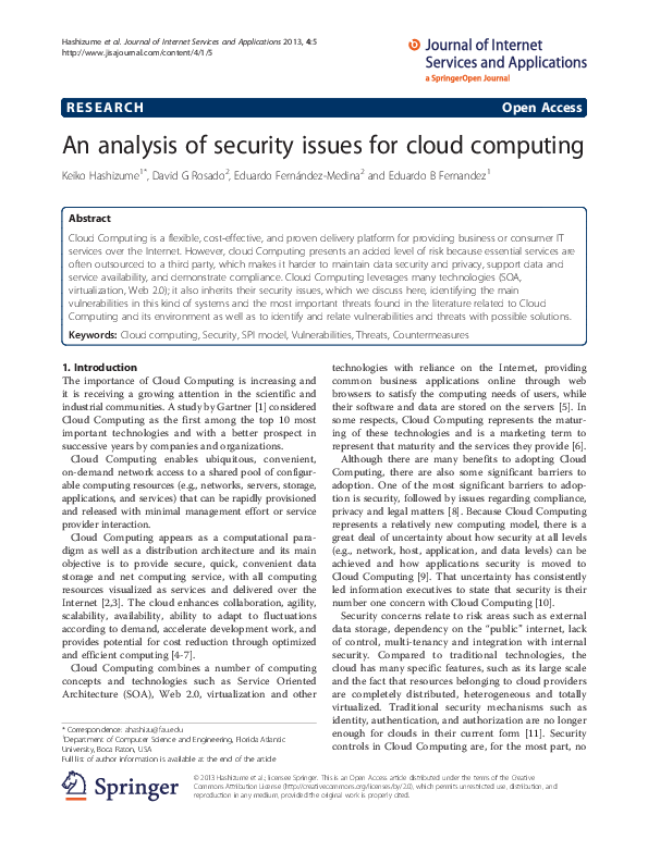 (PDF) An analysis of security issues for cloud computing