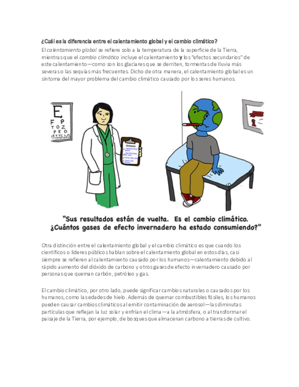 (DOC) Diferencia entre el calentamiento global y el cambio climático ...
