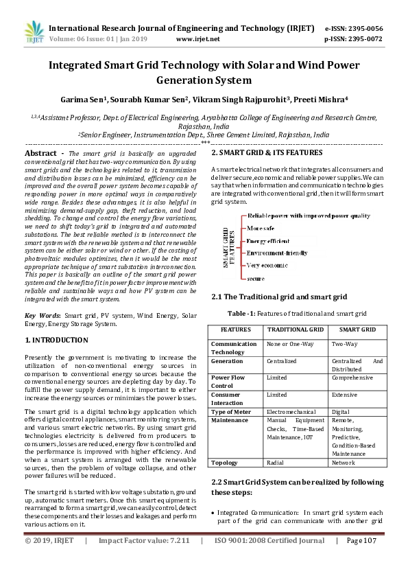 (PDF) IRJET-Integrated Smart Grid Technology with Solar and Wind Power ...