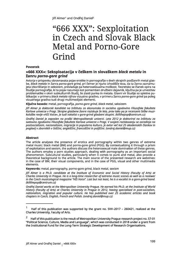 (PDF) “666 XXX”: Sexploitation in Czech and Slovak Black Metal and ...