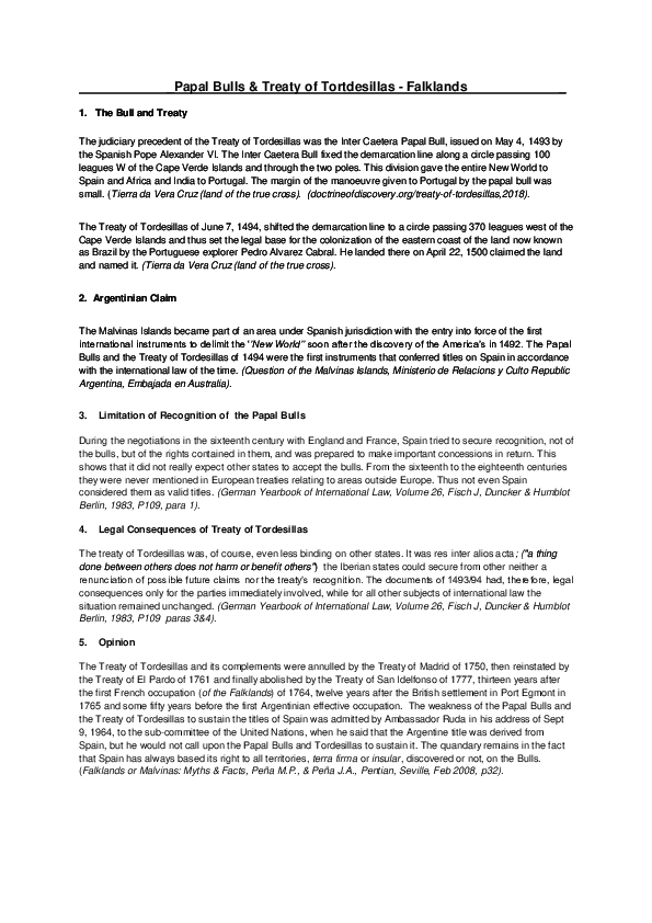 (PDF) Papal Bulls & Treaty of Tortdesillas - Falklands.