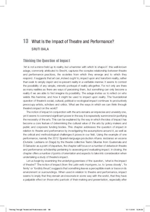 (PDF) What is the impact of theatre and performance?