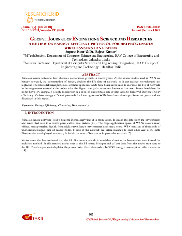 Doc A Review On Energy Efficient Protocol For Heterogeneous Wireless Sensor Network