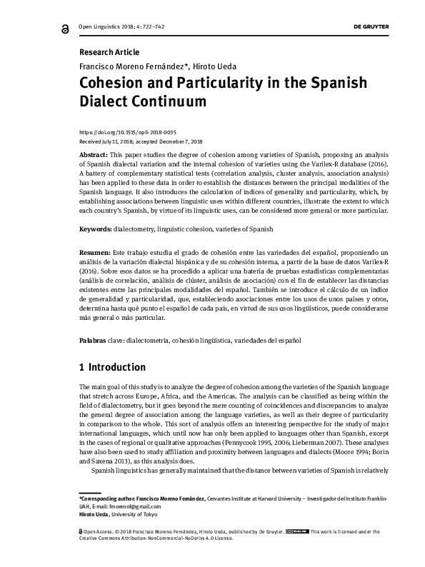 (PDF) Cohesion and Particularity in the Spanish Dialect Continuum