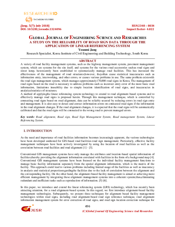 (PDF) A Study on the reliability of road sign data through the ...