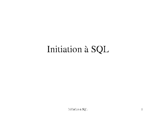 (PDF) Initiation SQL
