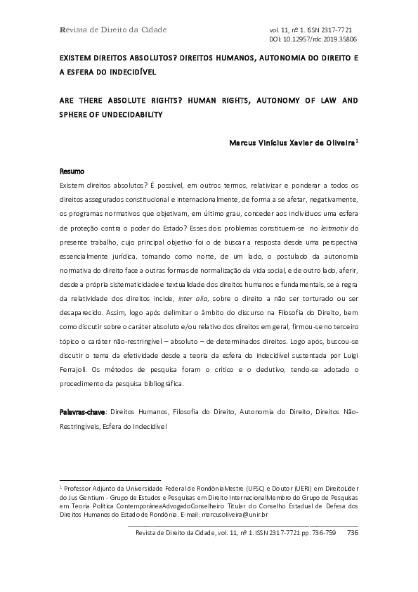 (PDF) EXISTEM DIREITOS ABSOLUTOS? DIREITOS HUMANOS, AUTONOMIA DO ...