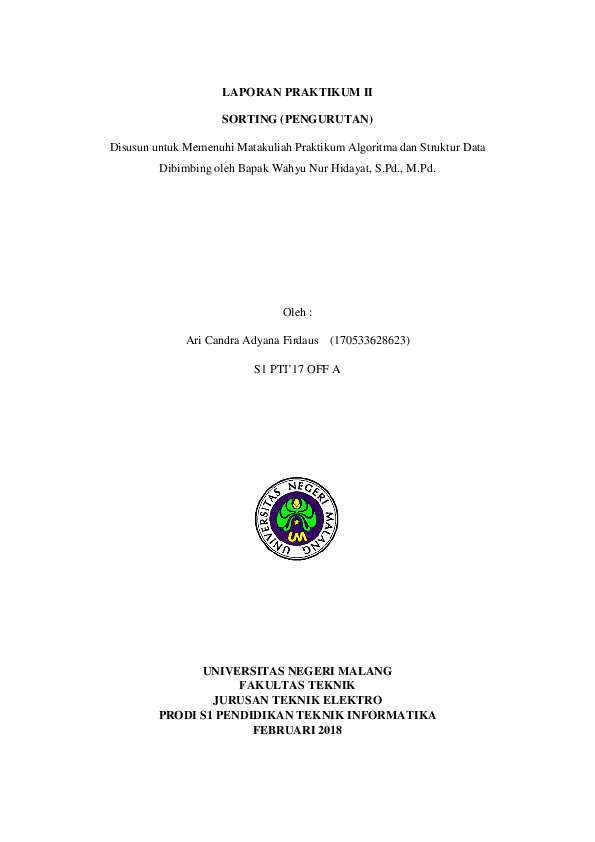 (PDF) Laporan ASD Modul 2 SORTING (PENGURUTAN)