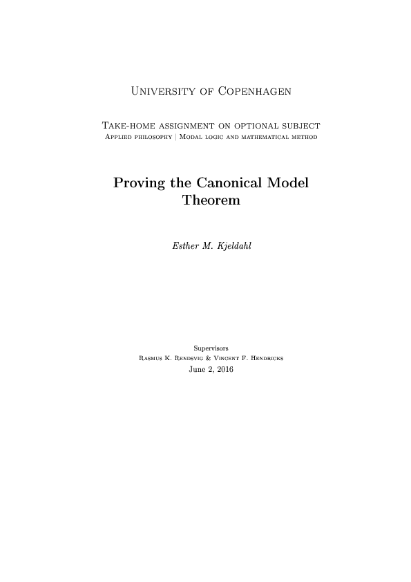 (PDF) Proving the Canonical Model Theorem