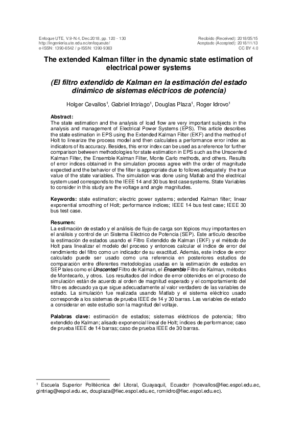 Pdf The Extended Kalman Filter In The Dynamic State Estimation Of