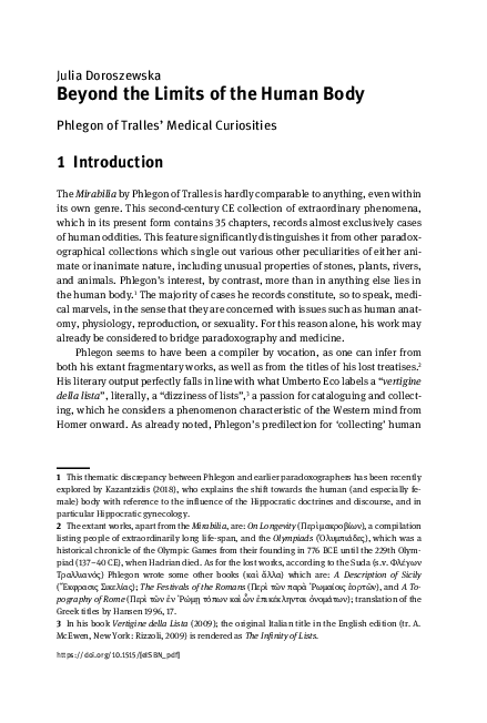 (PDF) Beyond the Limits of the Human Body: Phlegon of Tralles’ Medical ...