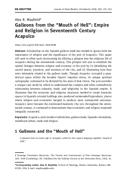 (PDF) Galleons from the Mouth of Hell: Empire and Religion in ...