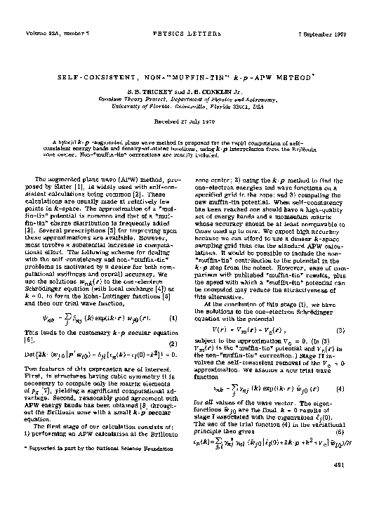 (PDF) Self-consistent, non-“muffin-tin” APW method