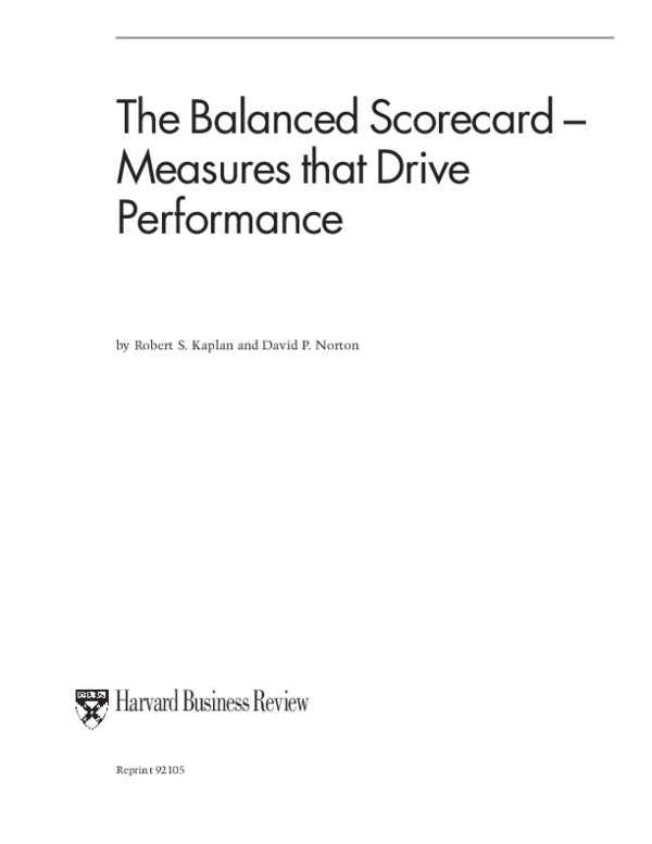 (PDF) Kaplan balanced scorecard introduction