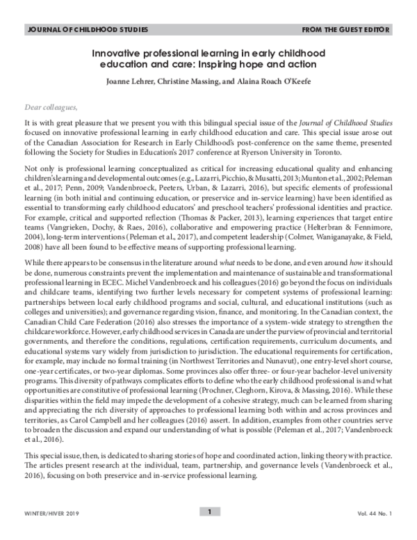 (PDF) Innovative professional learning in early childhood education and ...