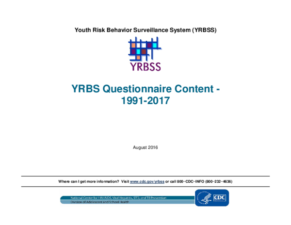 (PDF) YRBS questionnaire content 1991-