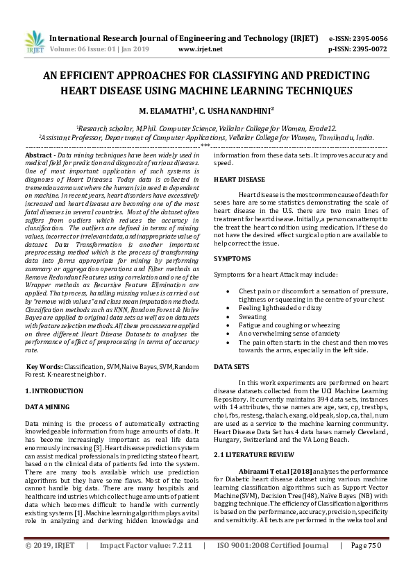 (PDF) IRJET-An Efficient Approaches for Classifying and Predicting Heart Disease using Machine ...