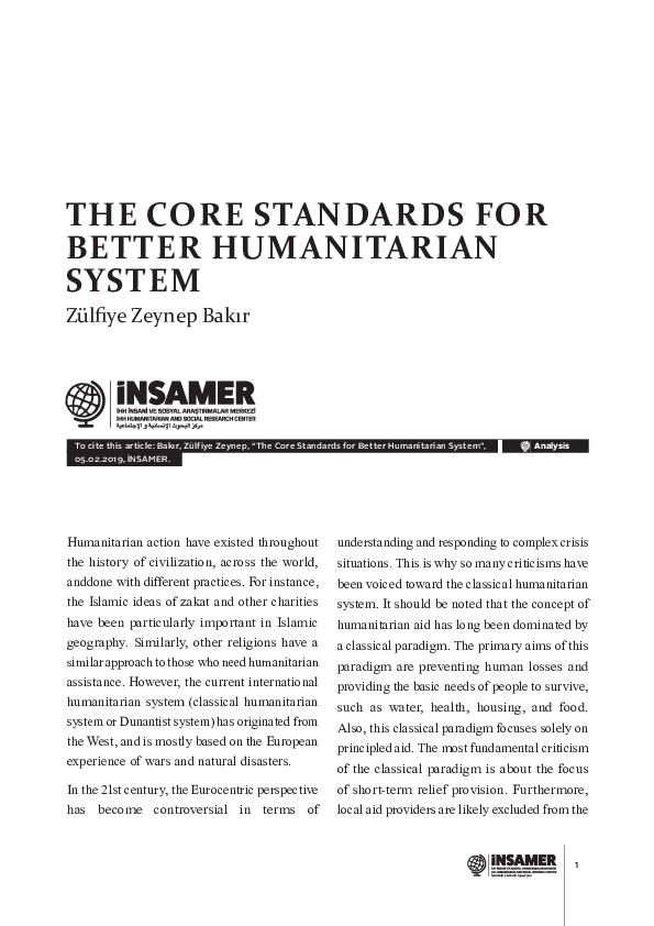 (PDF) The Core Standards for Better Humanitarian System