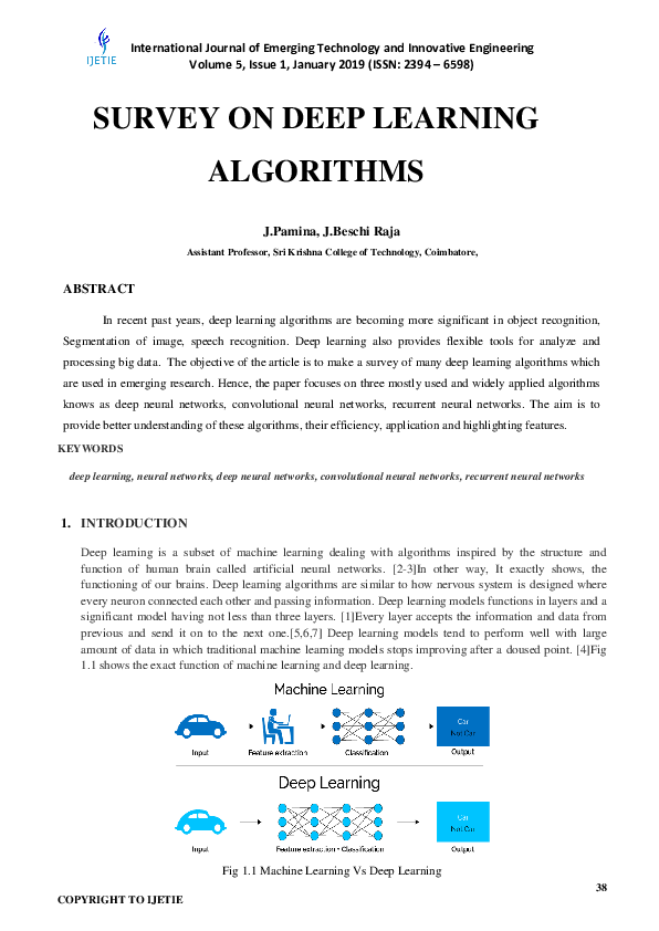 (PDF) SURVEY ON DEEP LEARNING ALGORITHMS