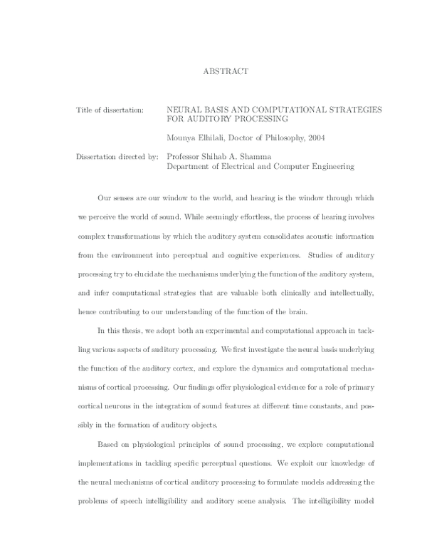 (PDF) Neural basis and computational strategies for auditory processing