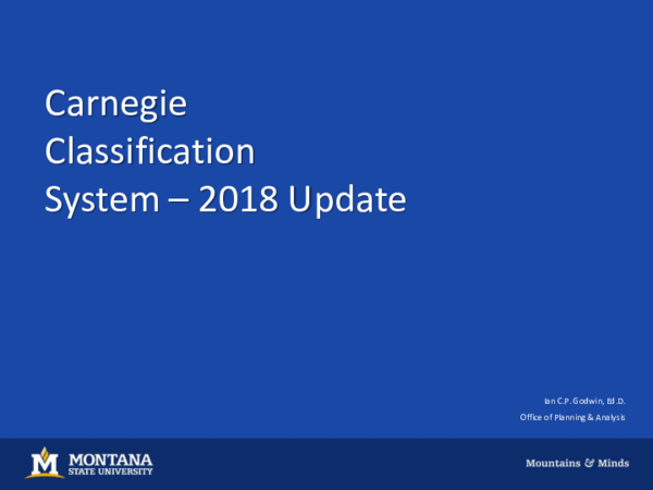 (PPT) Carnegie Classification System - 2018 Update.pptx