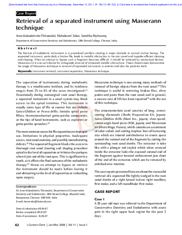 (PDF) Retrieval of a separated instrument using Masserann technique