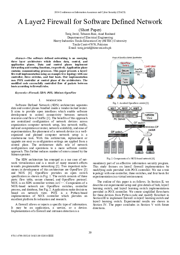(PDF) A layer2 firewall for software defined network