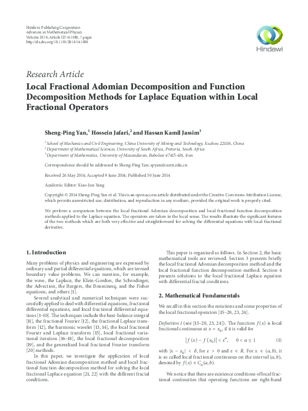 Pdf Local Fractional Adomian Decomposition And Function Decomposition