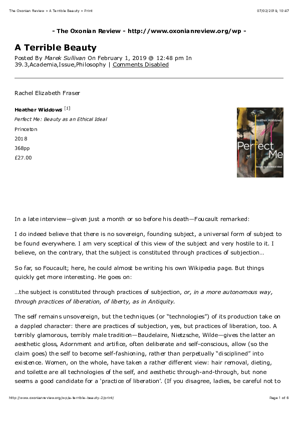 (PDF) A Terrible Beauty: A Review of Heather Widdow's 'Perfect Me'