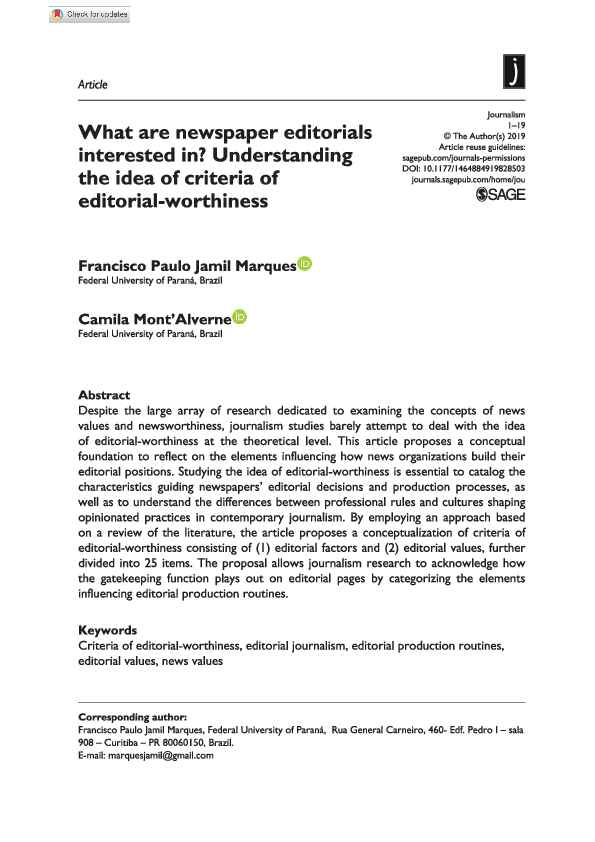 (PDF) What are newspaper editorials interested in? Understanding the ...